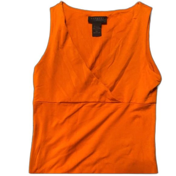 Express | Tops | Express Bright Orange Womans Sleeveless Wrap Tank Top ...